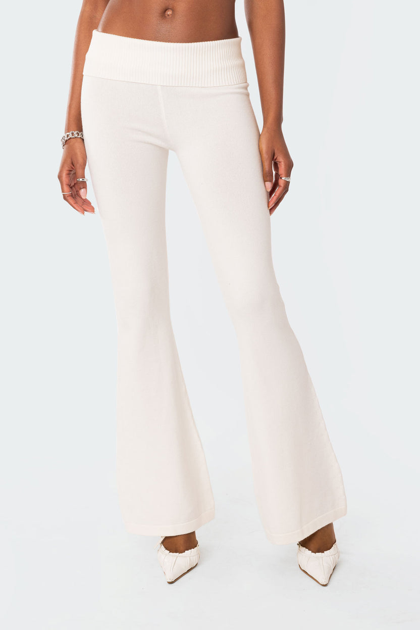 Desiree Knitted Low Rise Fold Over Pants – edikted