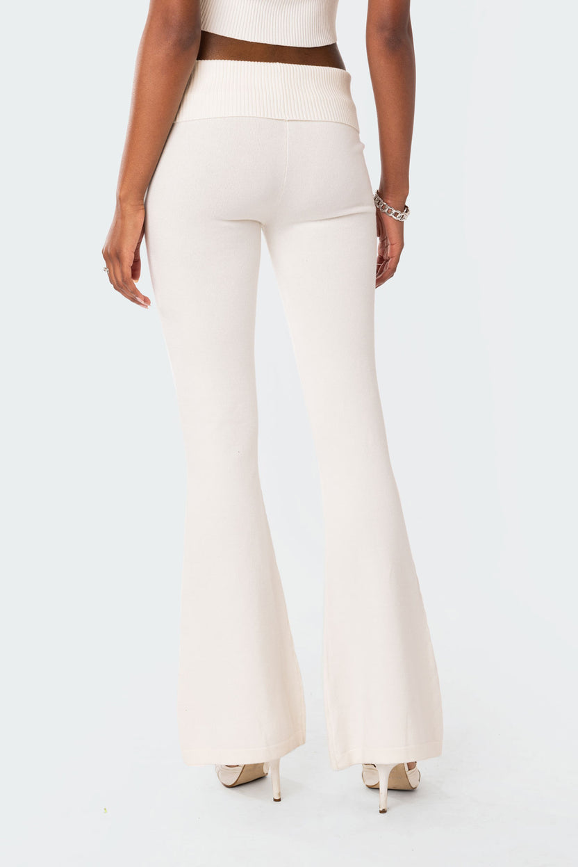 Desiree Knitted Low Rise Fold Over Pants – edikted