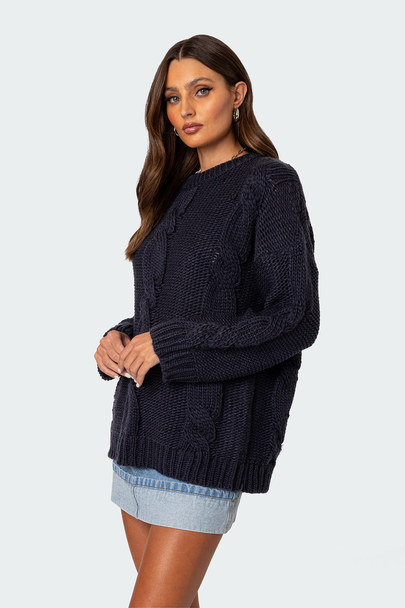 Alene Oversized Cable Knit Sweater – edikted