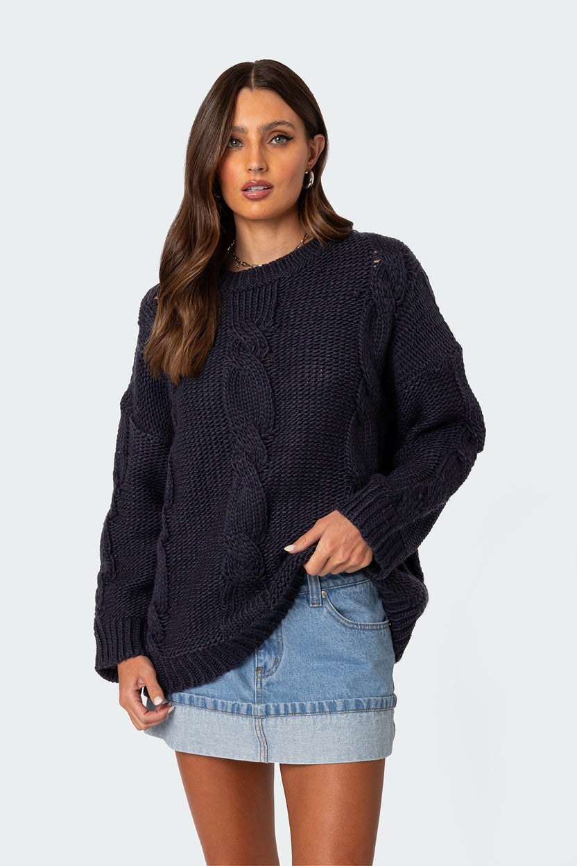 Alene Oversized Cable Knit Sweater – edikted