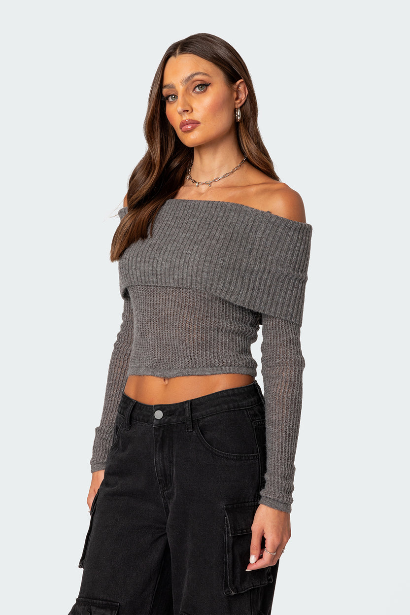 Lili fold over knit top – edikted
