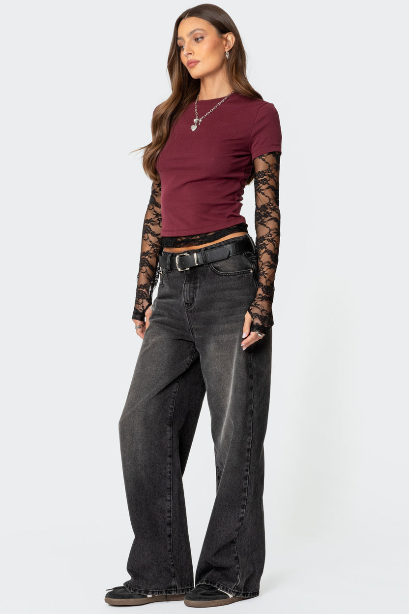 Layered Lace Sleeve Top – edikted