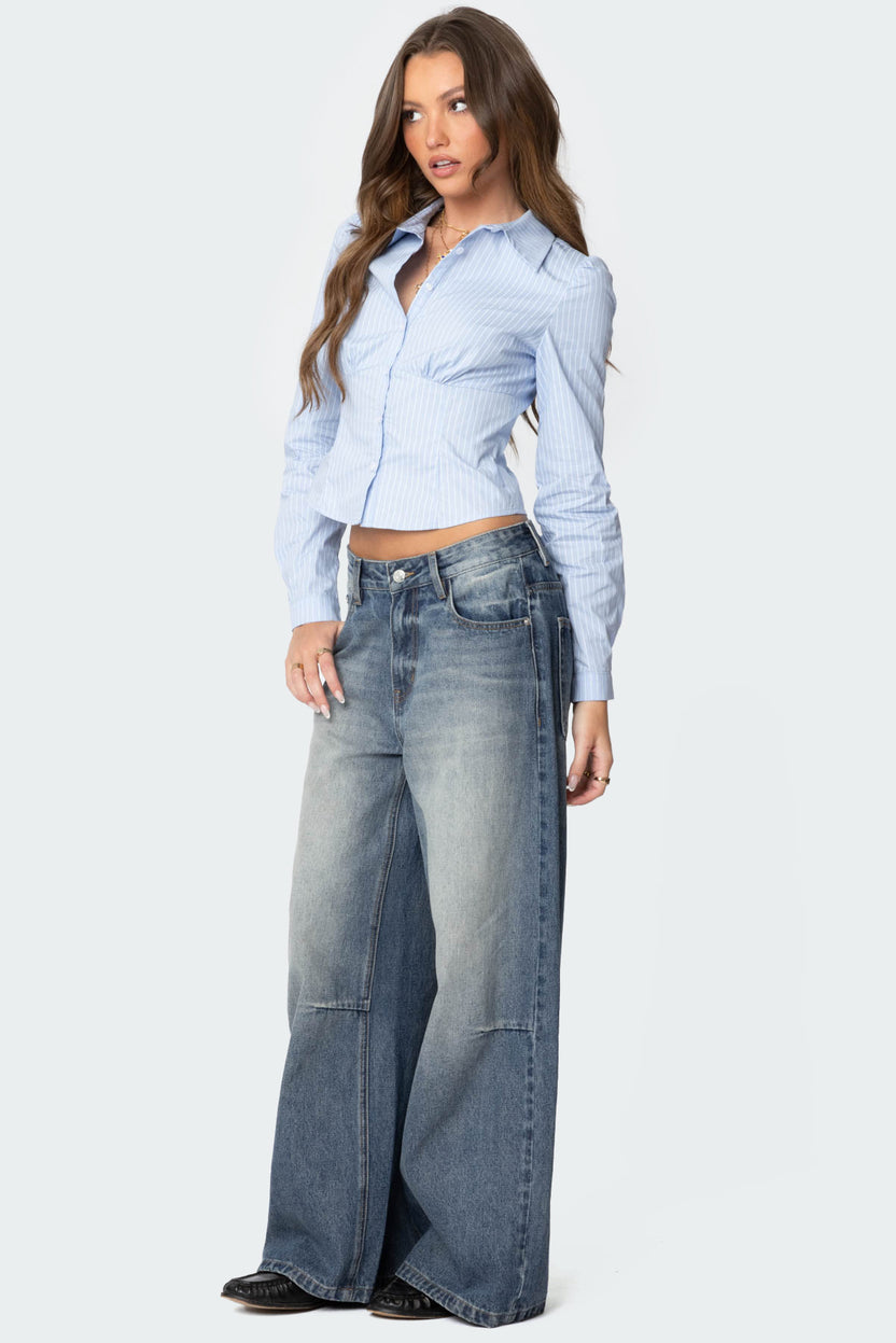 Tailored Pinstripe Button Up Shirt – edikted