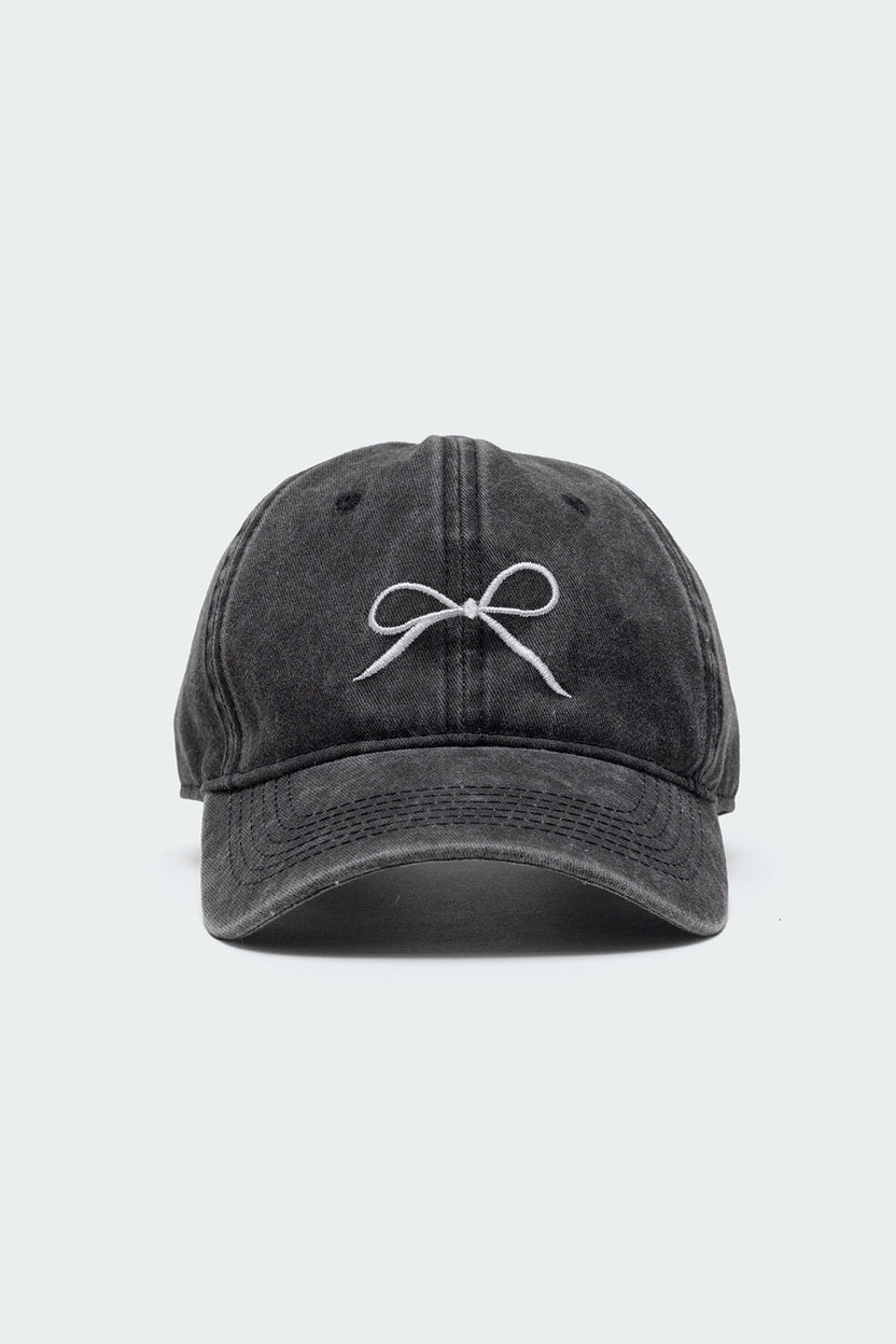 Embroidered Bow Washed Baseball Cap – edikted