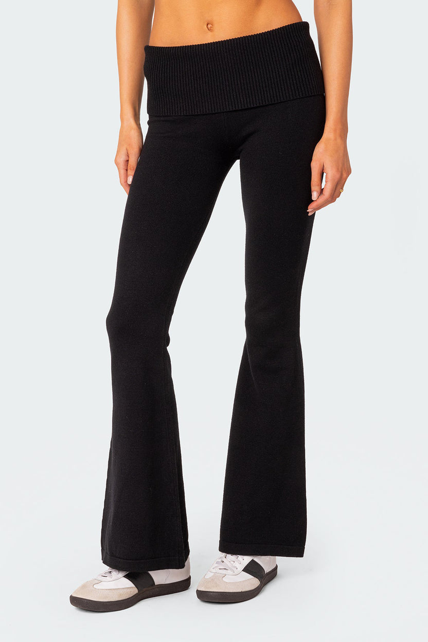 Desiree Knitted Low Rise Fold Over Pants – edikted