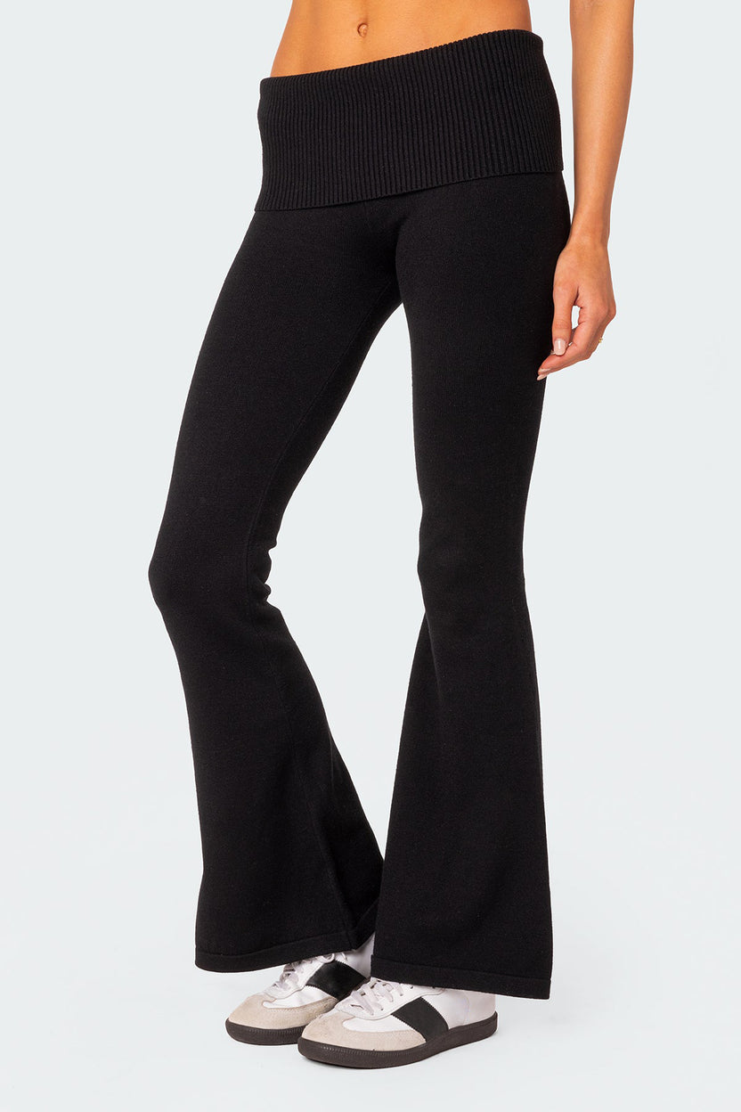 Desiree Knitted Low Rise Fold Over Pants – edikted