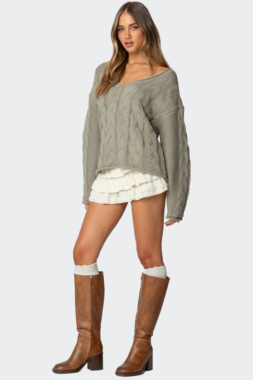 Inga Oversized Cable Knit Sweater – edikted