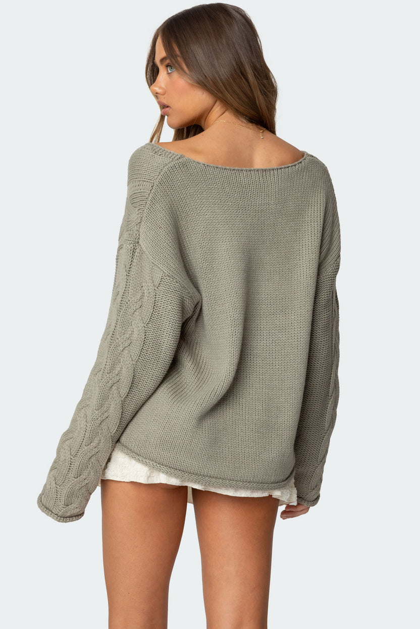 Inga Oversized Cable Knit Sweater – edikted