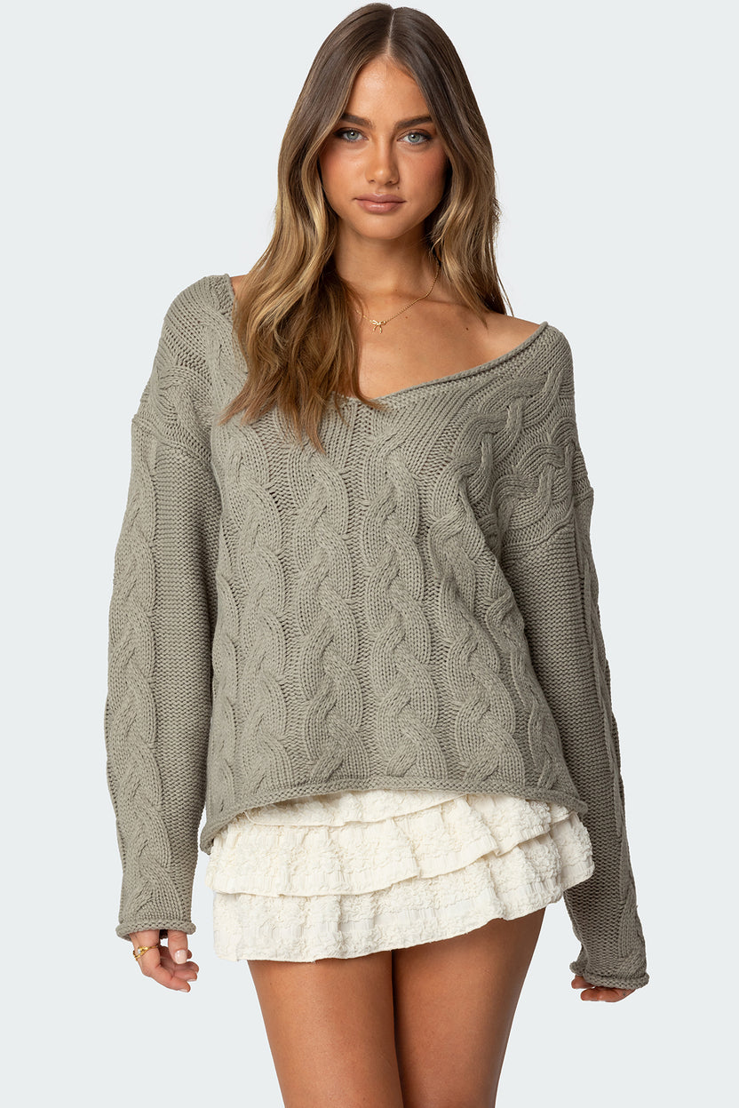 Inga Oversized Cable Knit Sweater – edikted
