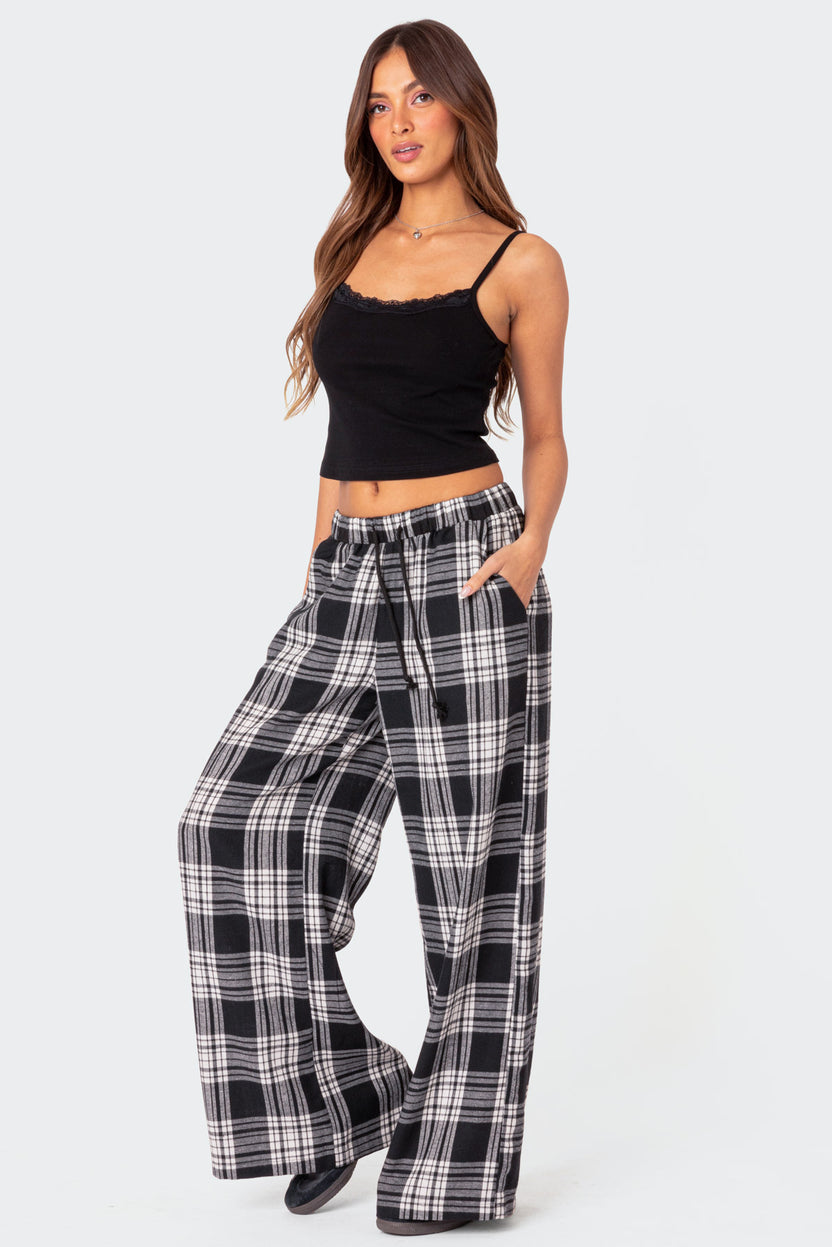 Lounge Around Plaid Wide Leg Pants – edikted