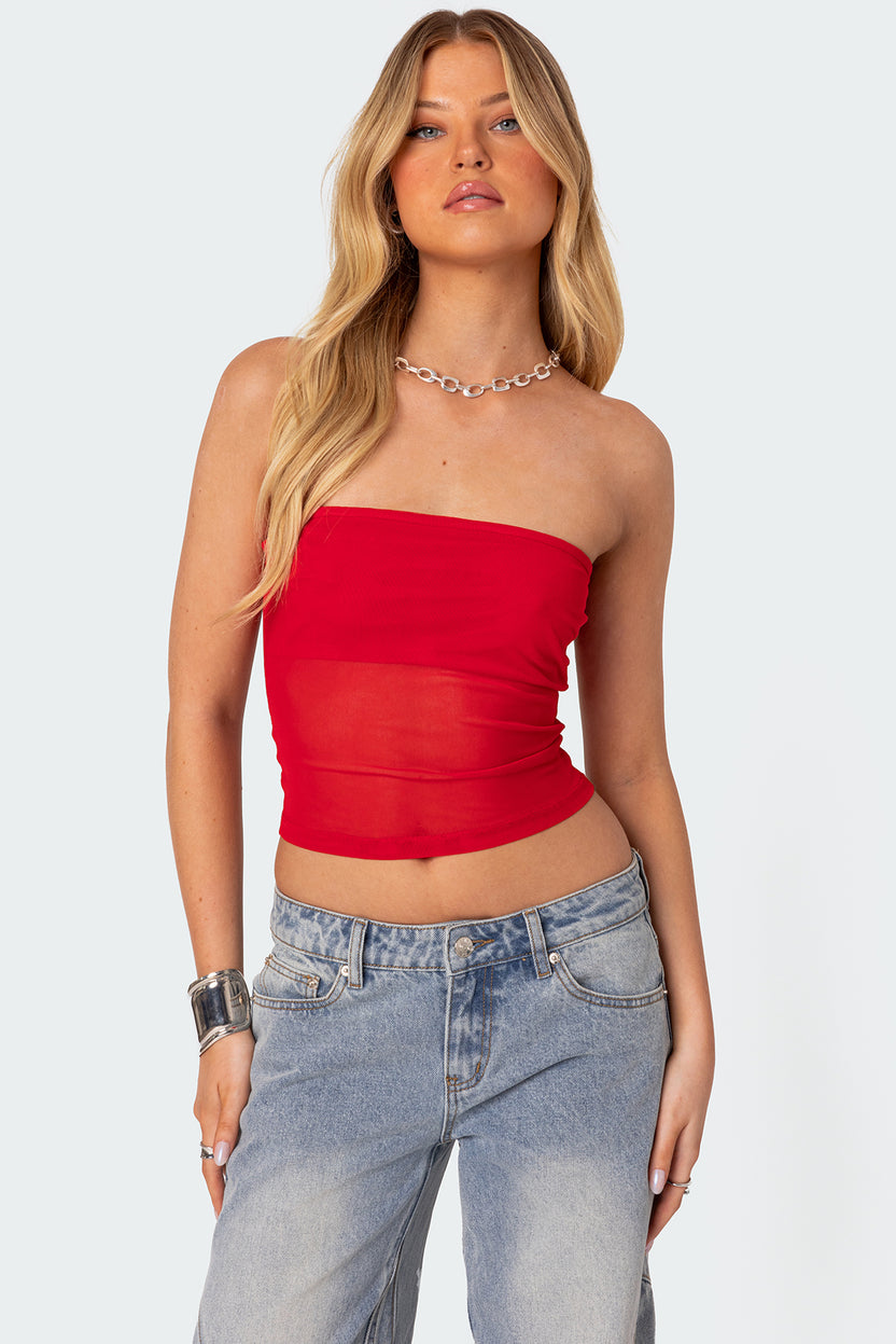 Celestia Sheer Mesh Tube Top – edikted