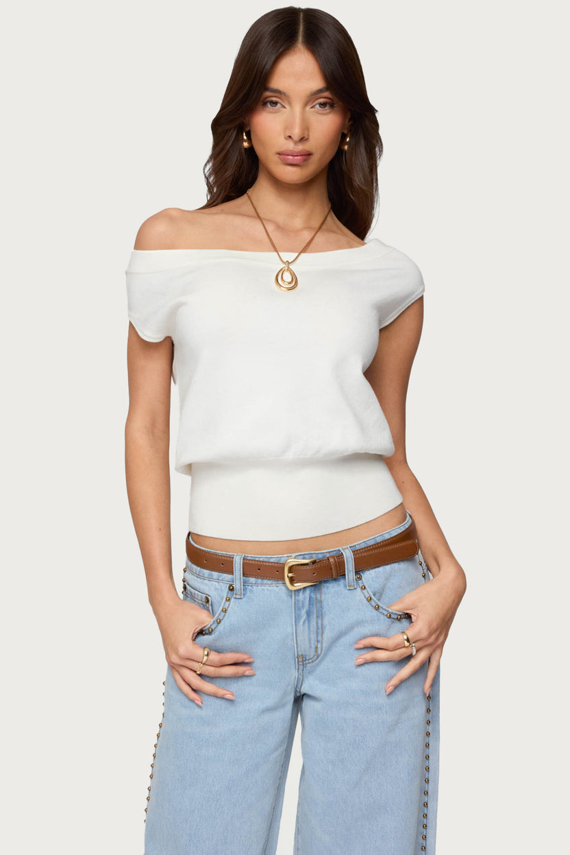 Michaela Off Shoulder Knit Top – edikted