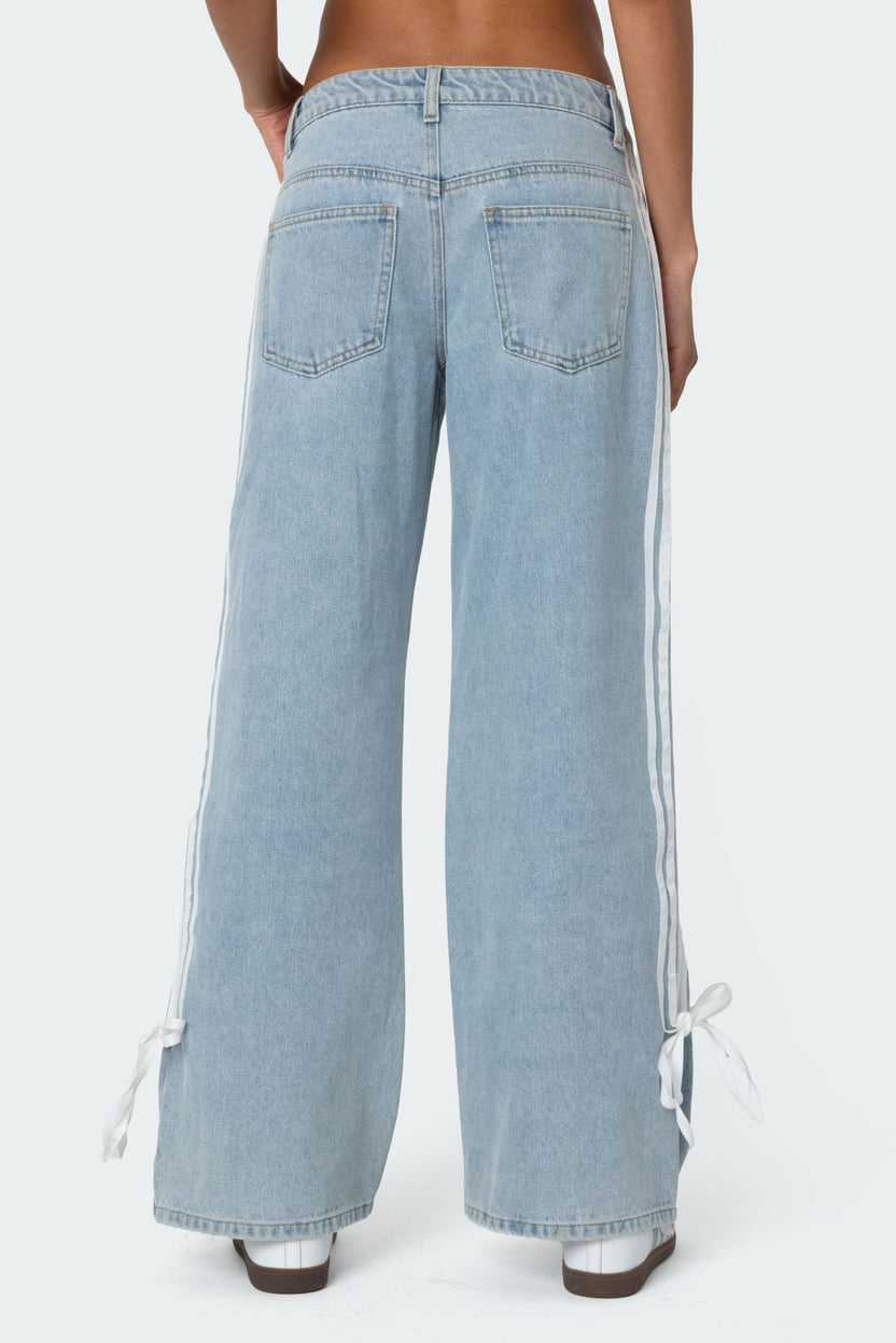 Washed Low Rise Ribbon Jeans – edikted