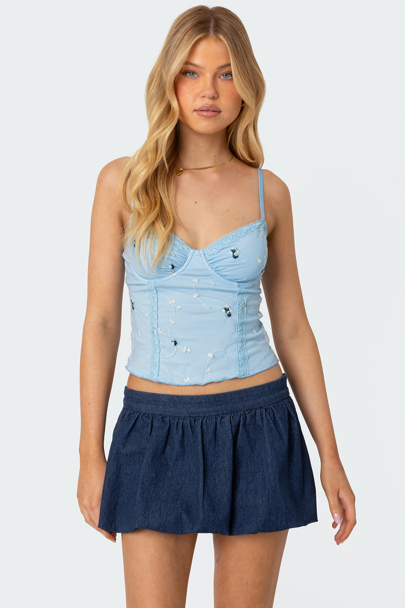 Victoria Embroidered Mesh Bra Top – edikted