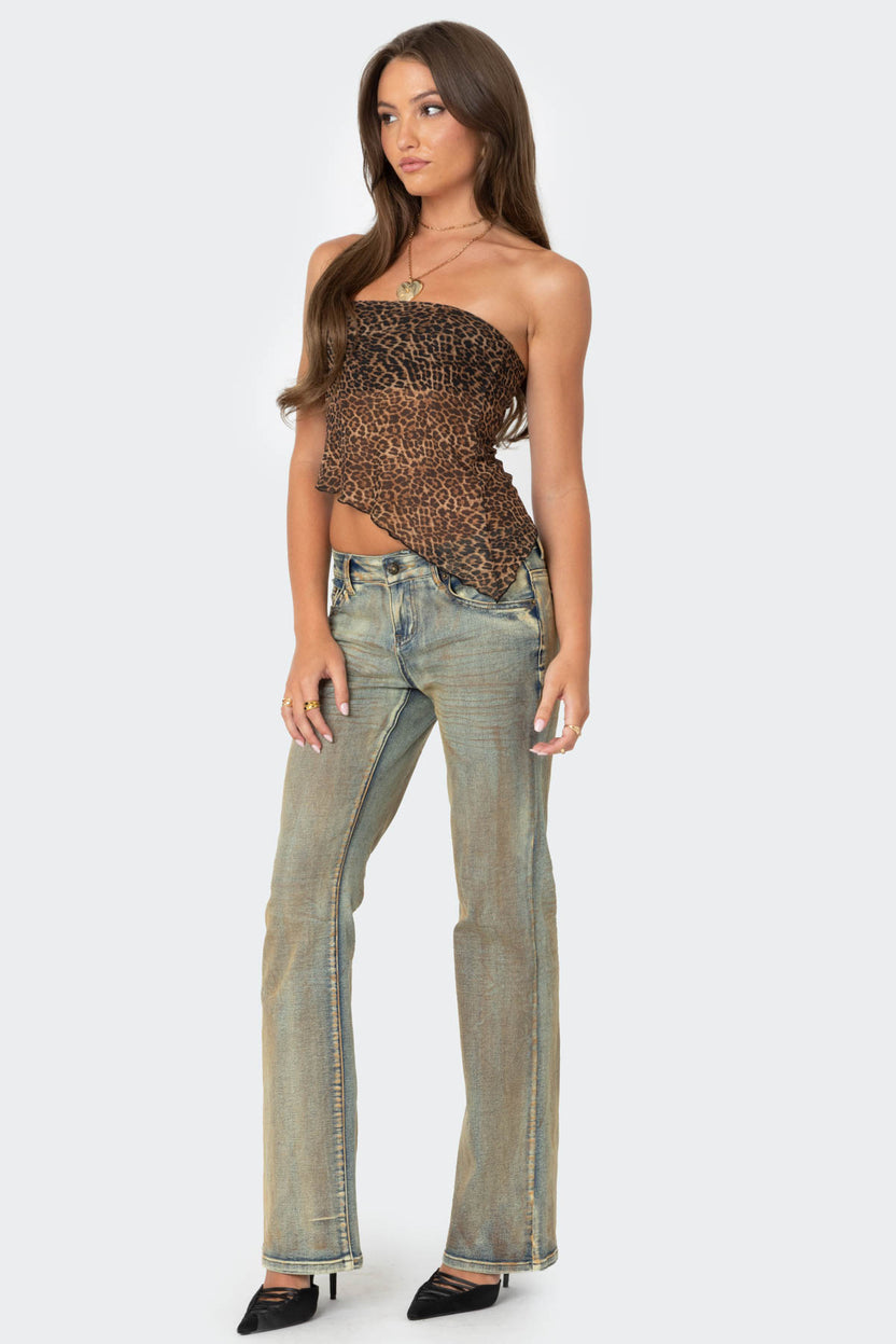 Leopard Printed Sheer Mesh Tube Top – edikted