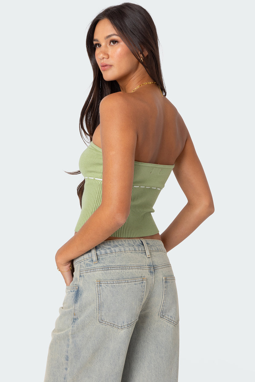 Elsie Knitted Tie Tube Top – edikted