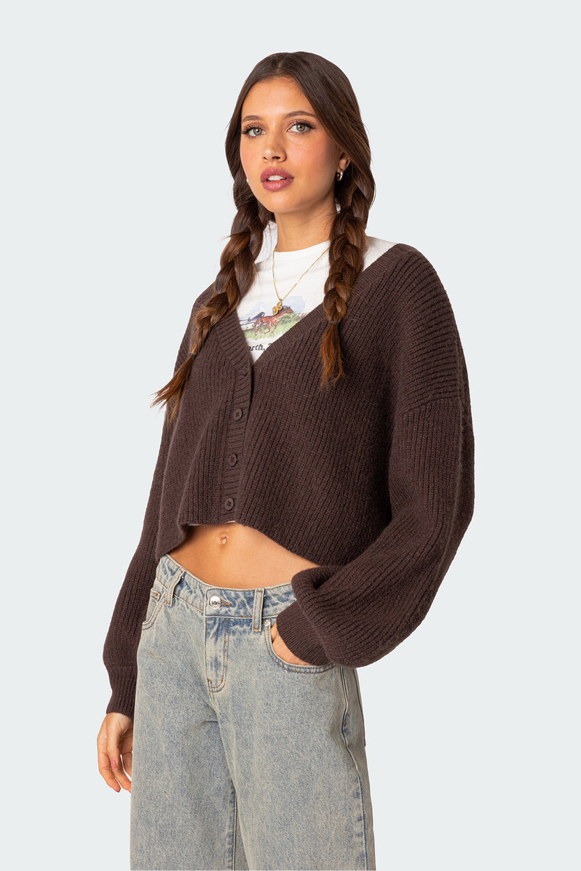 Sabrina Chunky Knit Cropped Cardigan – edikted