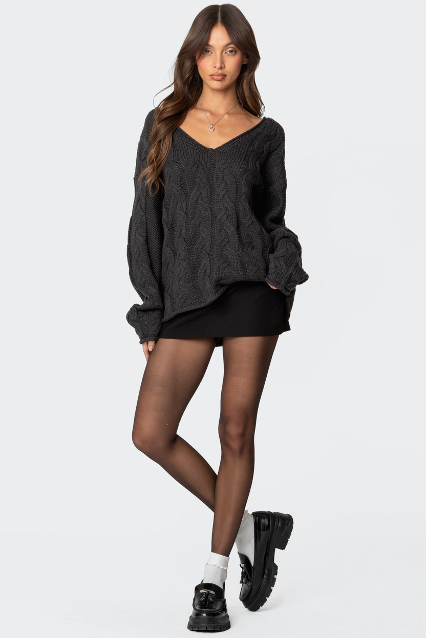 Inga Oversized Cable Knit Sweater – edikted