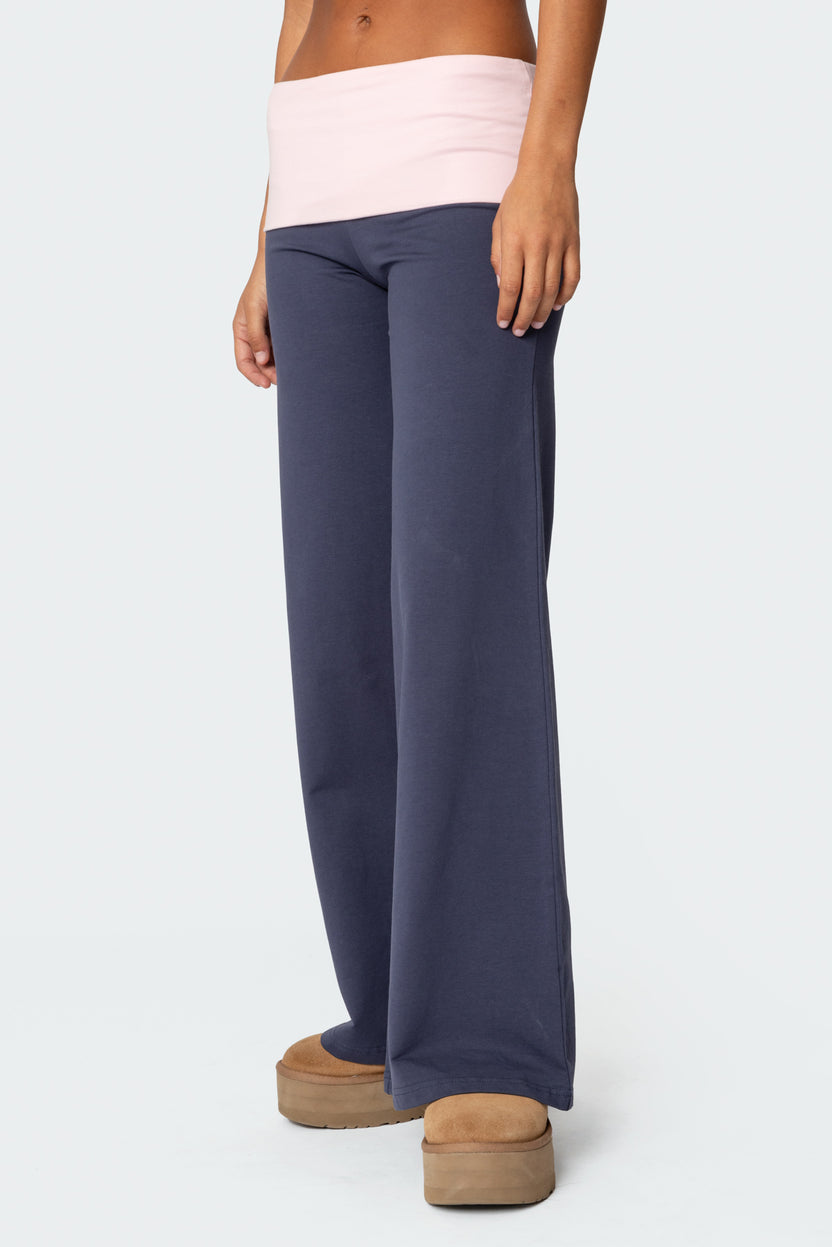 Wide Leg Contrast Foldover Pants – edikted