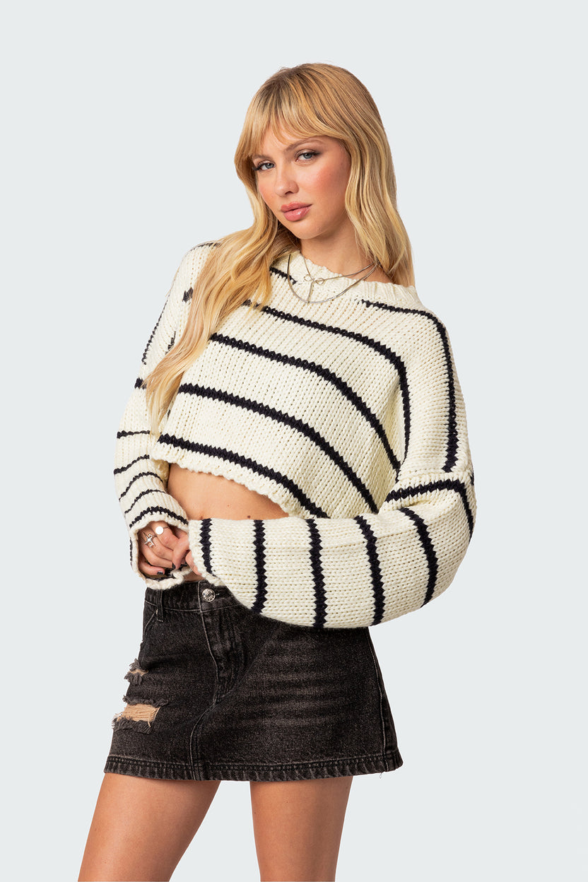 Sister Striped Cropped Sweater – edikted