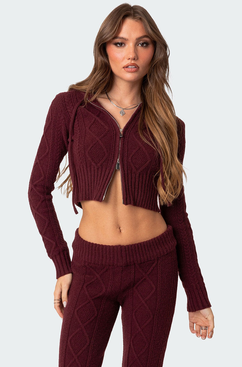 Ray Cable Knit Hooded Cardigan – edikted