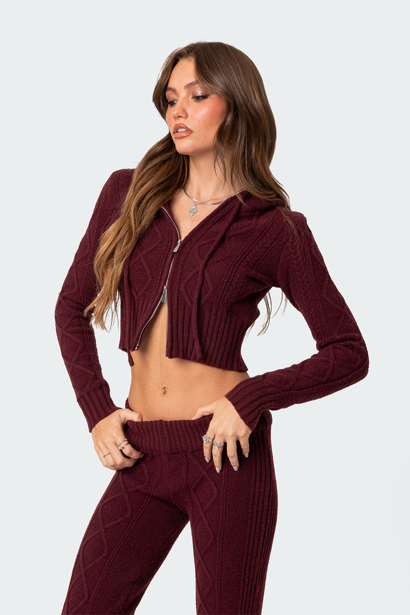 Ray Cable Knit Hooded Cardigan – edikted