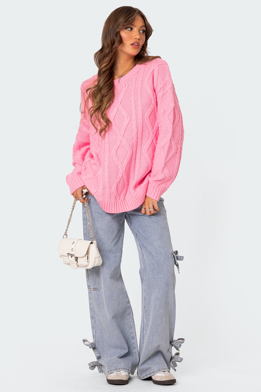Kennedy Oversized Cable Knit Sweater – edikted