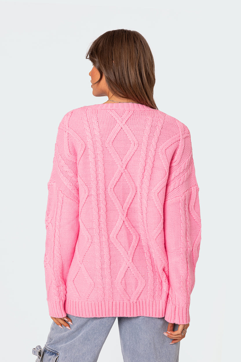 Kennedy Oversized Cable Knit Sweater – edikted