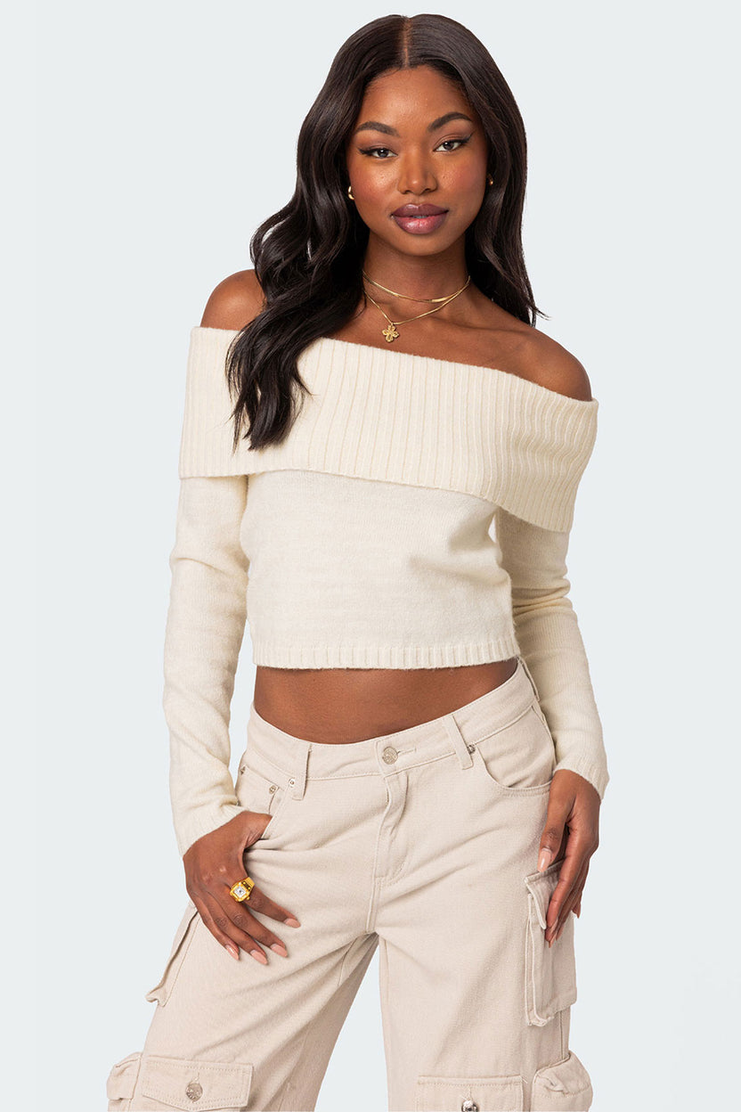 Tamara Fold Over Knit Top – edikted