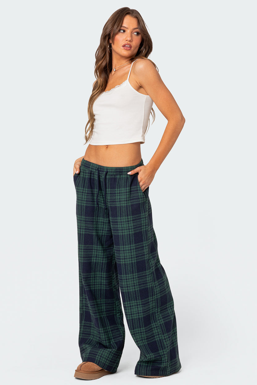 Lounge Around Plaid Wide Leg Pants – edikted