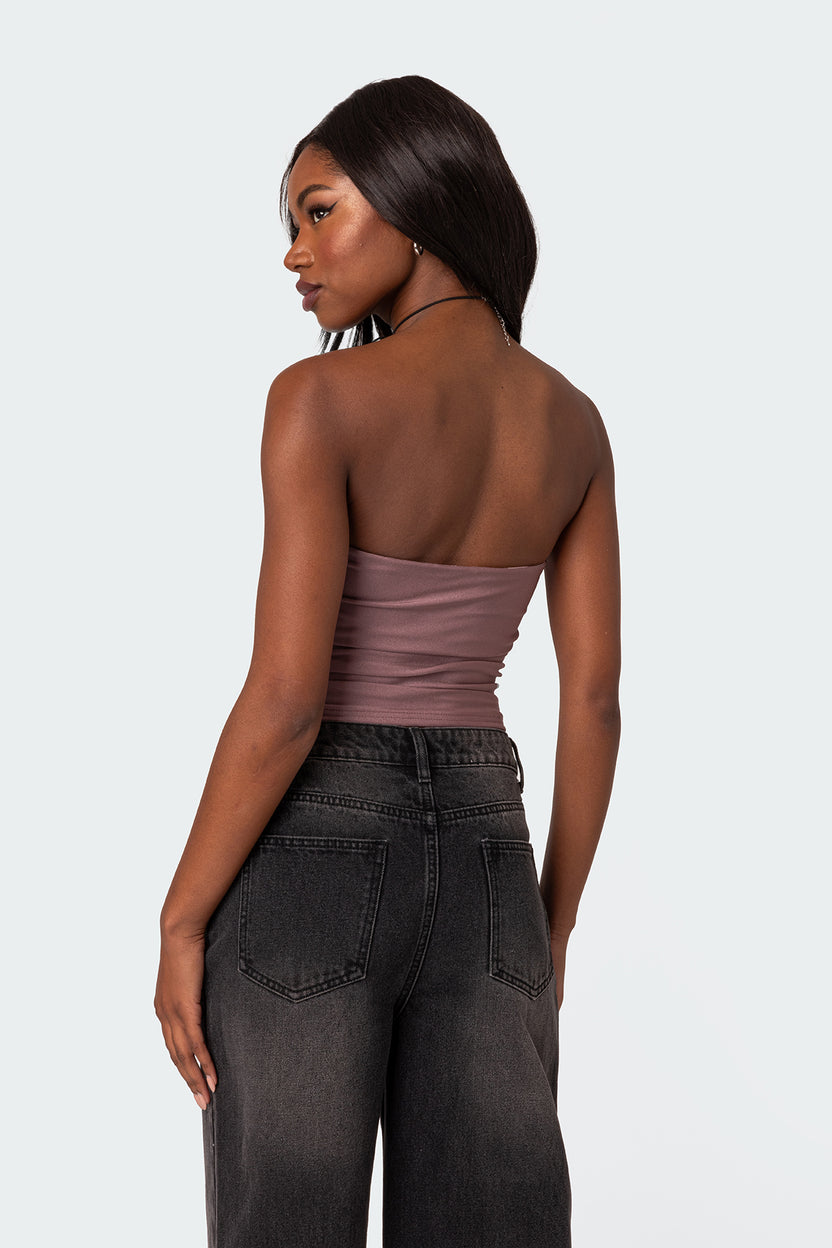 Maxeen Shiny Gathered Tube Top – edikted