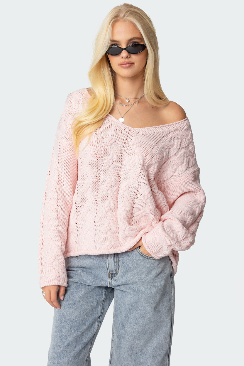 Inga Oversized Cable Knit Sweater – edikted