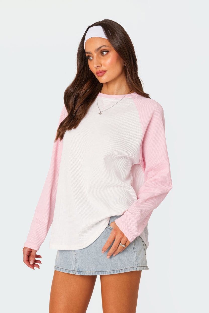Me Time Oversized Waffle Top – edikted