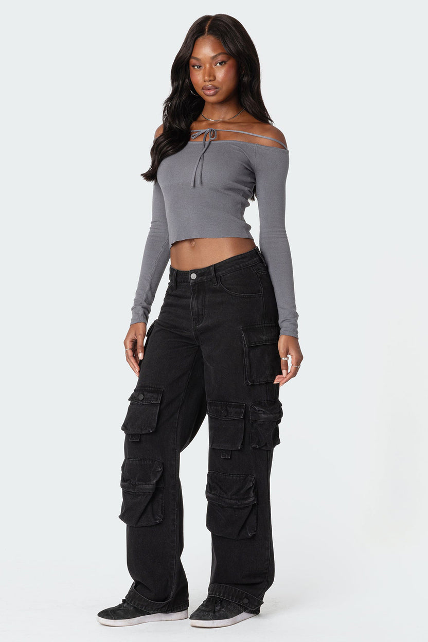 Jane Tie Front Knit Top – edikted