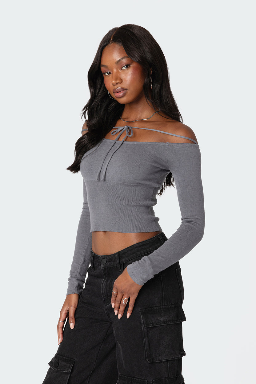 Jane Tie Front Knit Top – edikted
