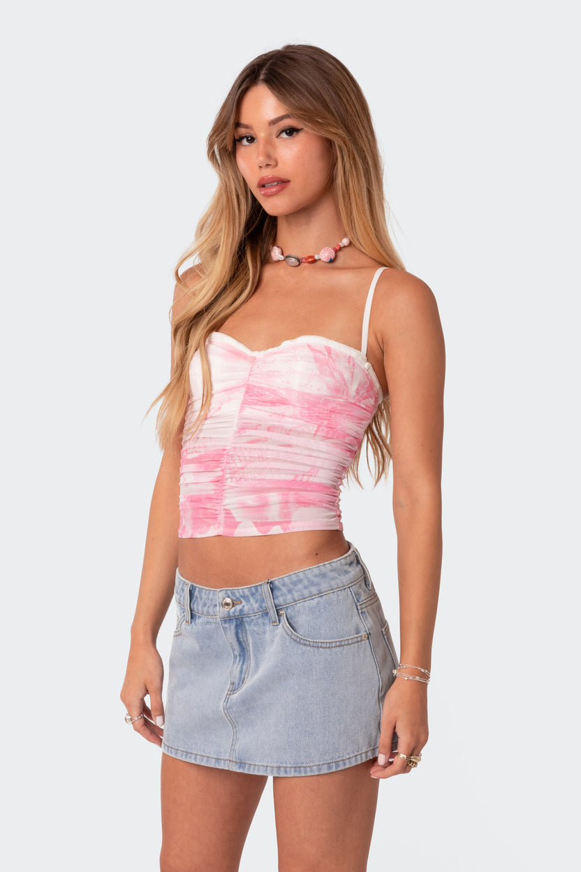 Evelyn Printed Mesh Bra Top – edikted