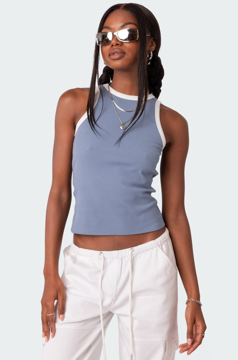 Contrast Ribbed Tank Top – edikted