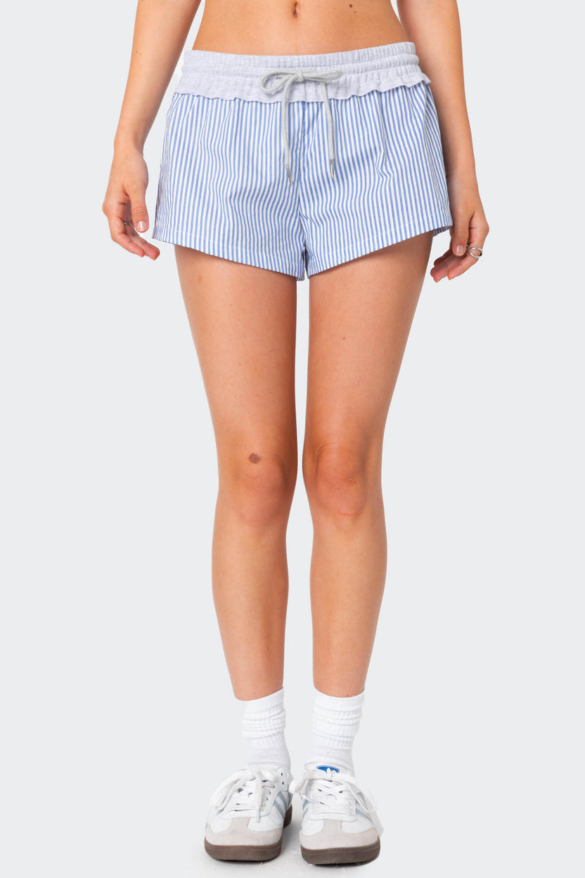 Riva Striped Contrast Shorts – edikted
