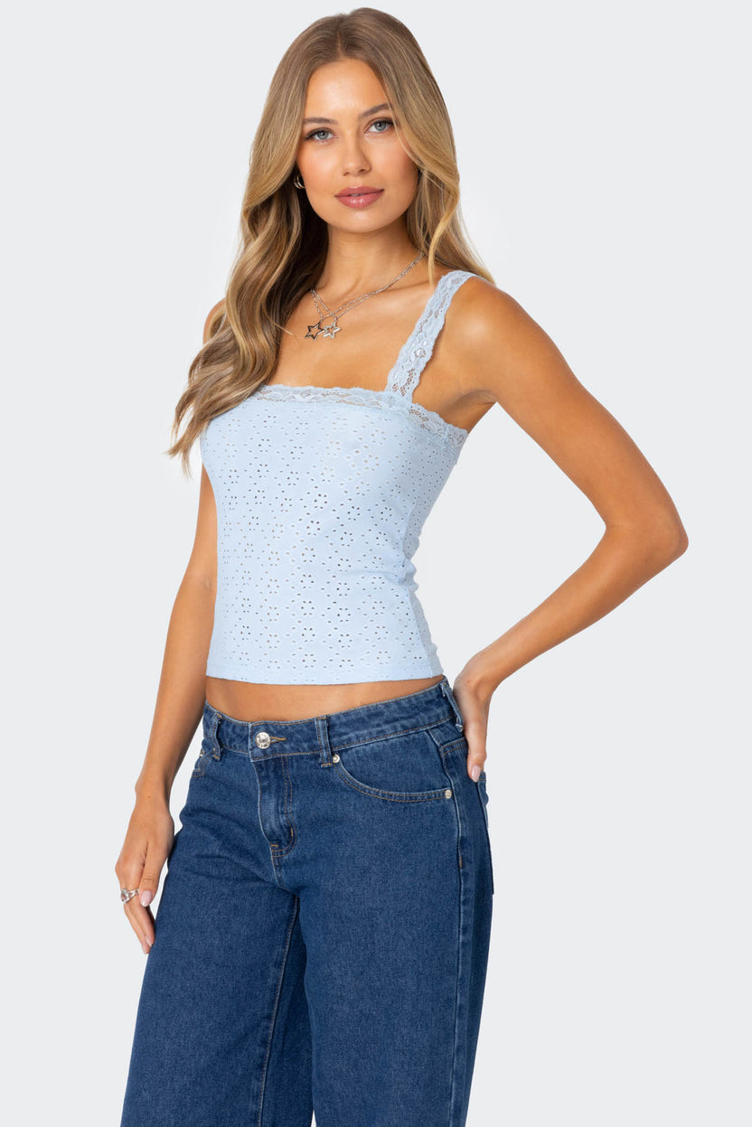 Virginia Lace Trim Eyelet Tank Top – edikted
