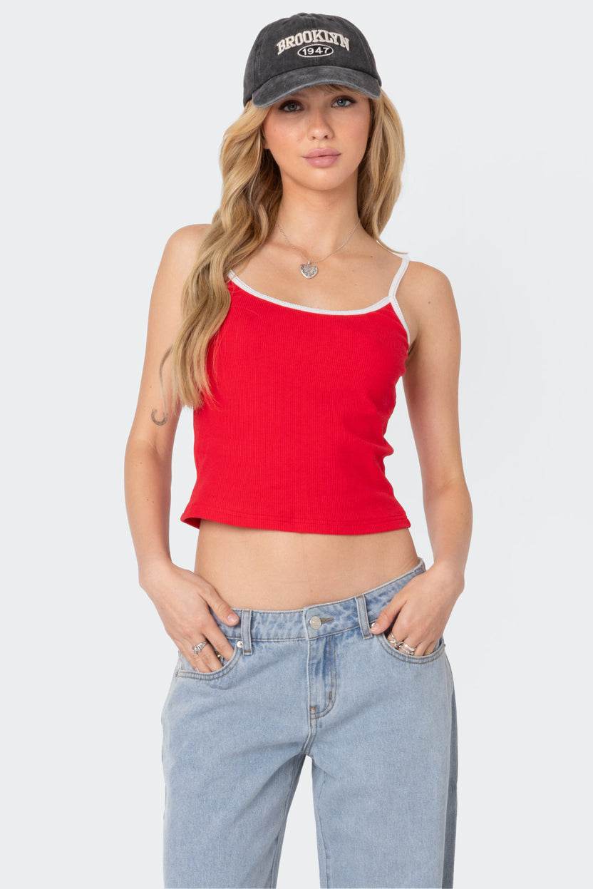 Franky Ribbed Contrast Tank Top – edikted