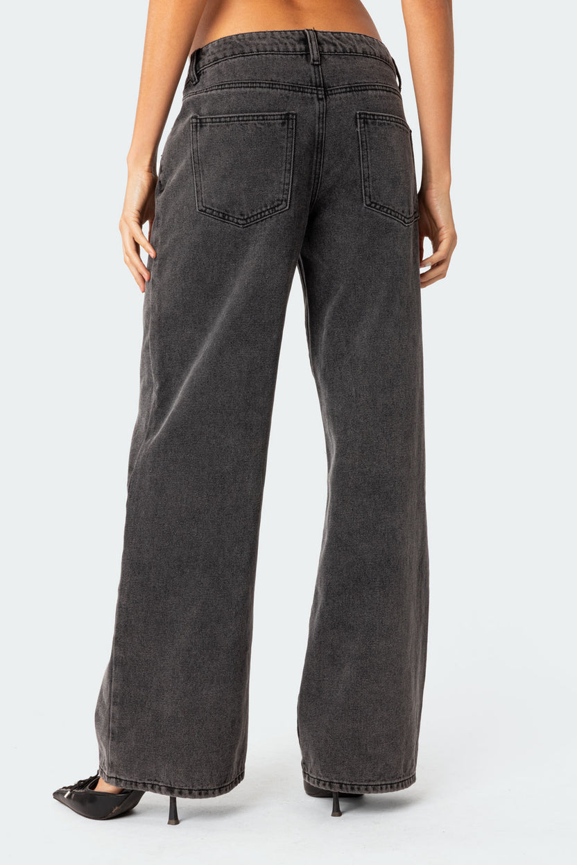 Raelynn Washed Low Rise Baggy Jeans – edikted