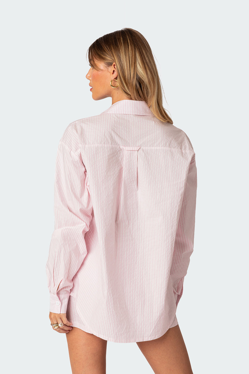 Oversized Pinstripe Button Up Shirt – edikted