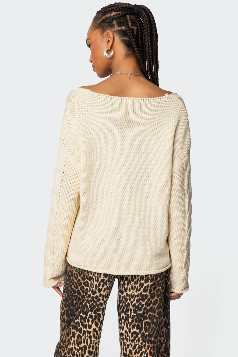 Inga Oversized Cable Knit Sweater – edikted