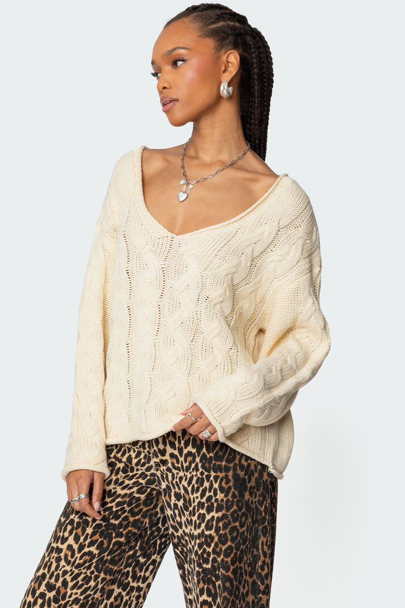 Inga Oversized Cable Knit Sweater – edikted