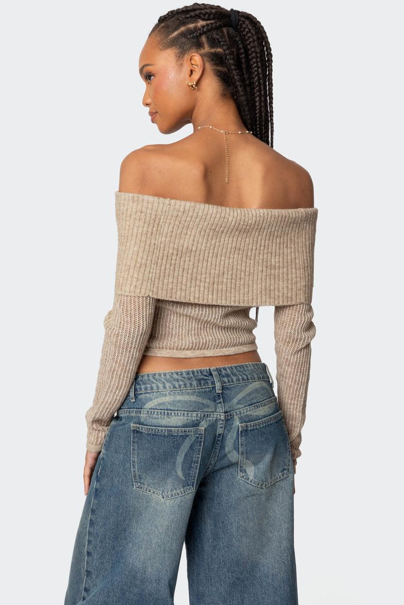 Lili Fold Over Knit Top – edikted