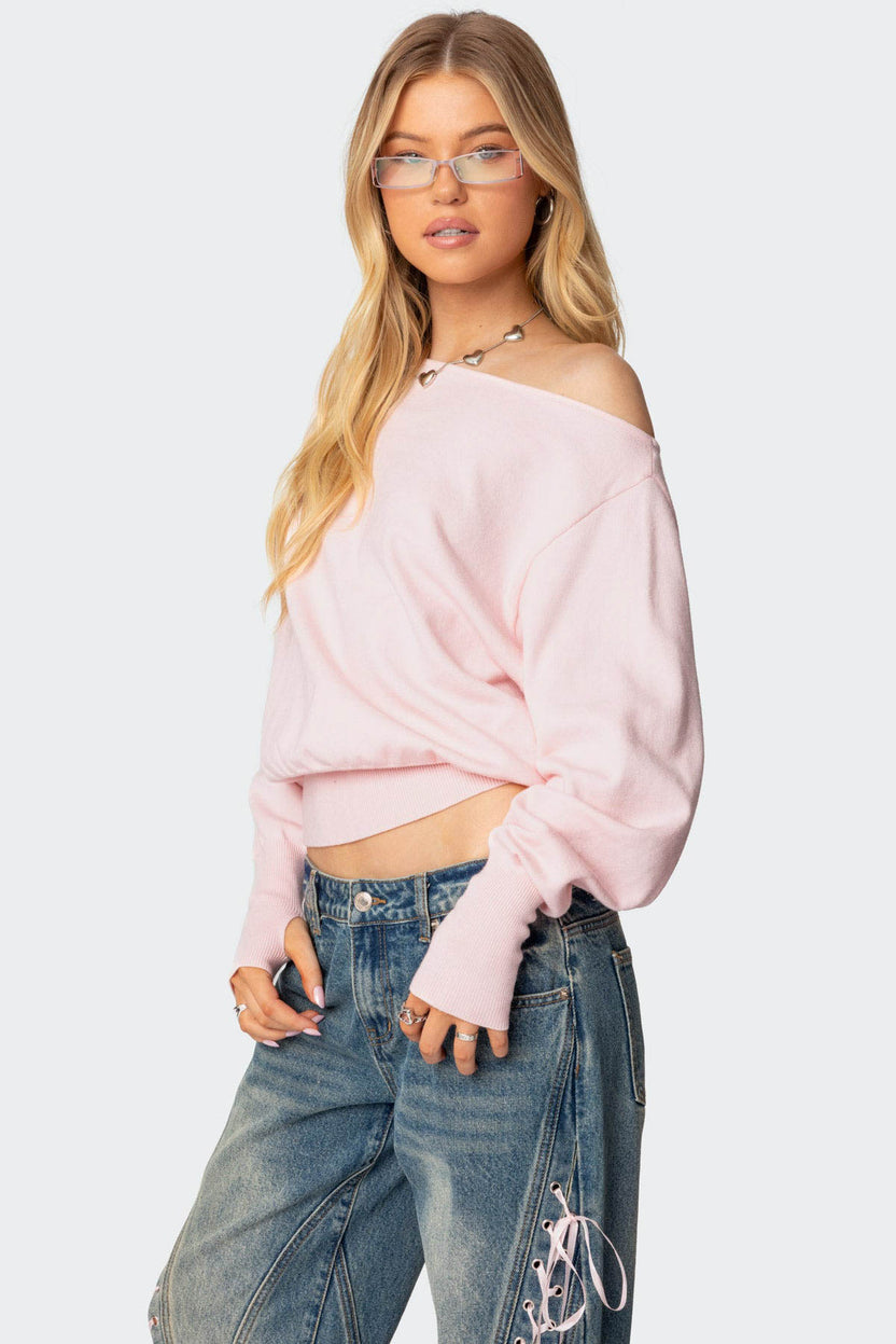Off Shoulder Oversized Sweater – edikted