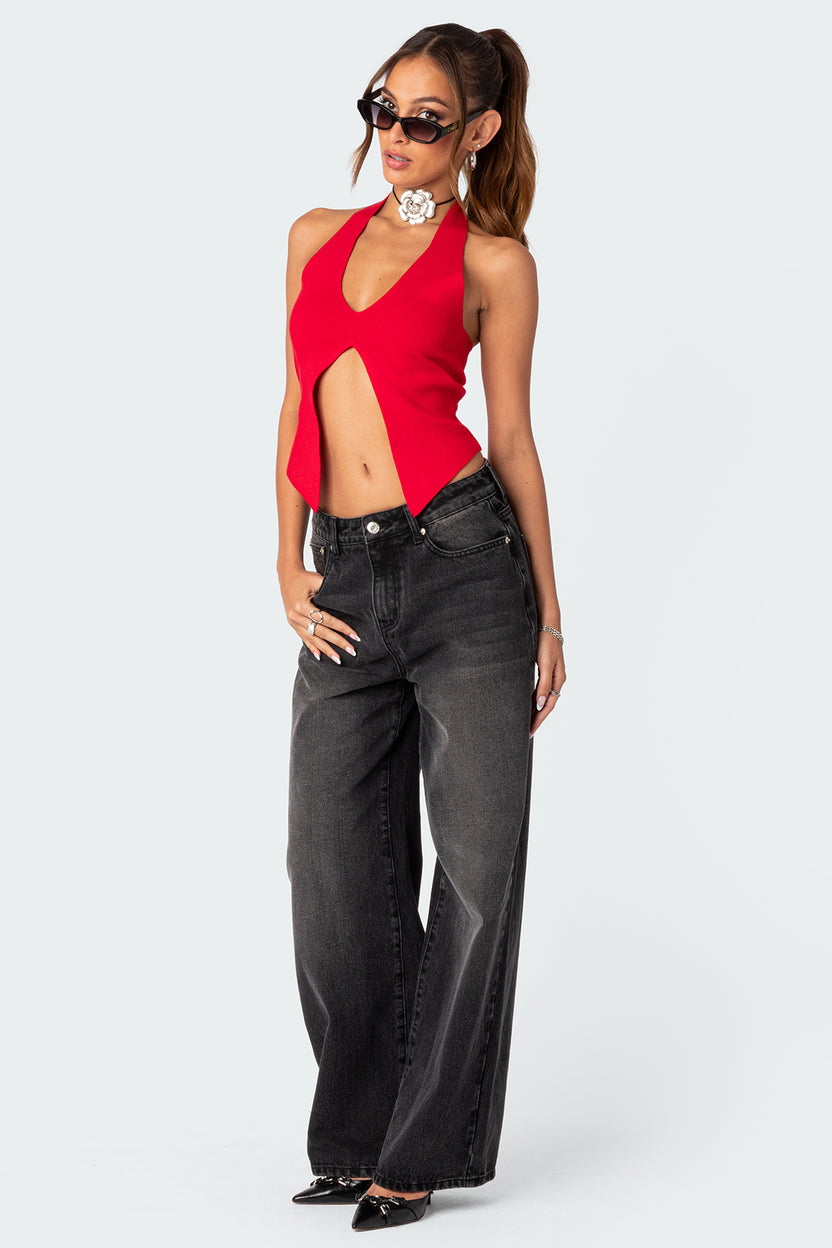 Sculpt Knitted Split Front Top – edikted