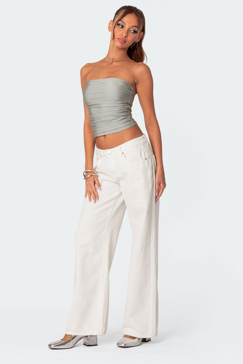 Maxeen Shiny Gathered Tube Top – edikted