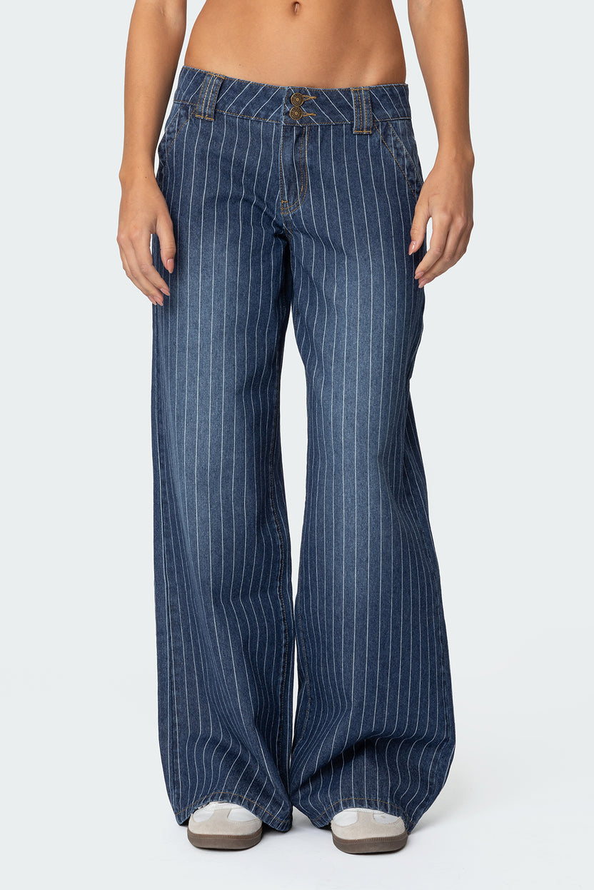 Cory Striped Low Rise Baggy Jeans – edikted