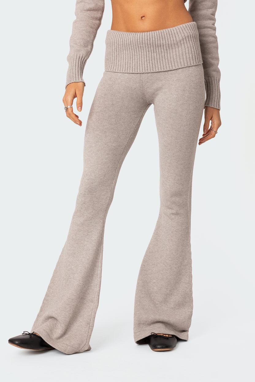 Desiree Knitted Low Rise Fold Over Pants – edikted